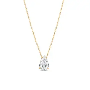 SALLY SKOUFIS Pure Droplet Necklace Grande With Cz Diamond Simulant - White/gold