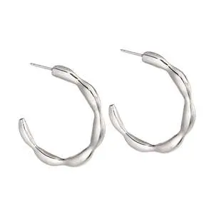BIKO Large Wildflower Hoop Earrings - Silver