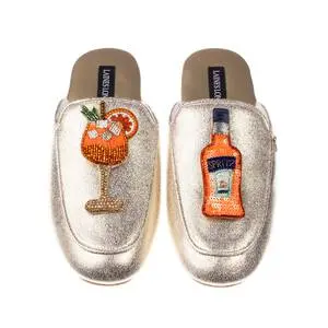 LAINES LONDON Classic Mules With Brooches - Gold