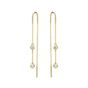 AUGUSTINE JEWELS Diamond Threader Earrings - Gold