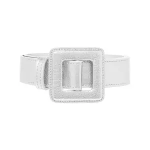 BELTBE Mini Square Metallic Buckle Belt - Silver