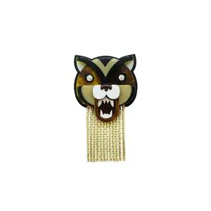 GISSA BICALHO Tiger Acrylic Brooch - Brown