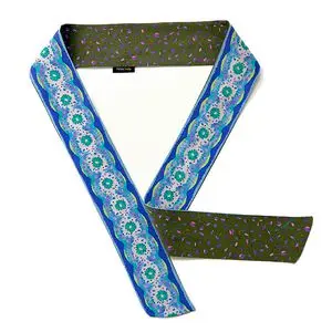 MARAETHRA Flower Bomb Silk Tie Scarf - Blue
