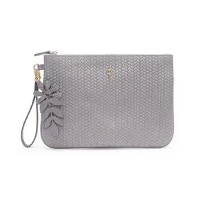 OTRERA Braided Leather Clutch Grey