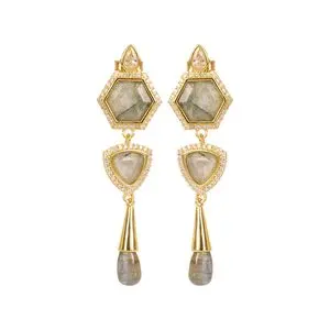 LILA RASA Labradorite And Cubic Zirconia Drop Earrings - Gold