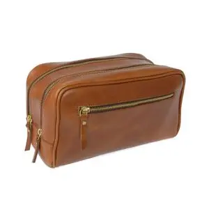 VIDA VIDA Leather Wash Bag With Three Zips