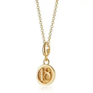 LILY CHARMED 18ct Plated Sterling Silver Number 18 Charm Necklace - Gold