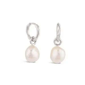DINNY HALL Thalassa Pearl Hoop Earrings - Silver