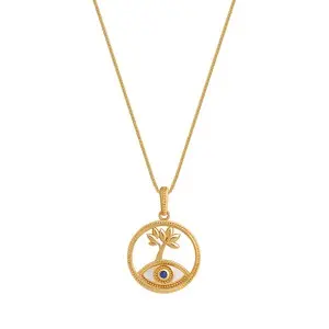 KARMA AND LUCK Eternal Balance Tree Of Life Sapphire Necklace - Gold