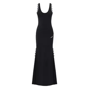 PCFG Fitted Lace Trimmed Maxi Dress