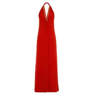 N'ONAT Maxi Dress With Chain Detail - Red