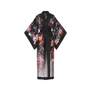 MENG Ombre Silk Satin Kimono - Black