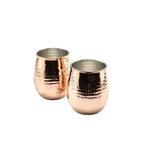 ANATOLIACRAFT Neutrals Hammered Copper Stemless Mugs Set Of Two - Brown