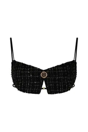 GOD SAVE QUEENS Asap Tweed Top - Black