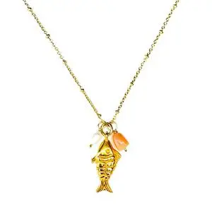 LEXI JEWELRY Plated Fish Trio Charm Necklace - Gold