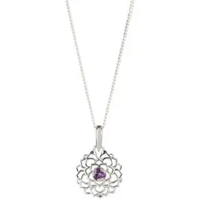 CHARLOTTE'S WEB JEWELLERY Sterling Amethyst Lotus Chakra Necklace - Silver