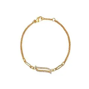 LILA RASA Wave Symphony Cubic Zirconia Double Chain Bracelet - Gold