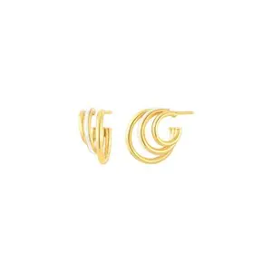 GOLD & HONEY Triple Hoop Earrings With White Enamel - Gold/white