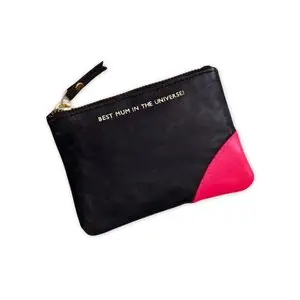 VIDA VIDA Leather Coin Purse & Pink Best Mum In The Universe - Black
