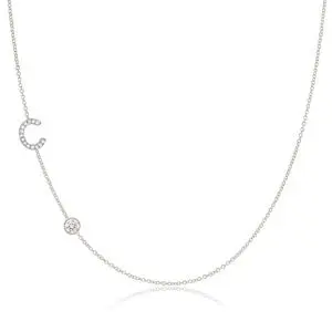 Maya Brenner Designs Pavé Diamond Monogram 14k Gold Necklace - White