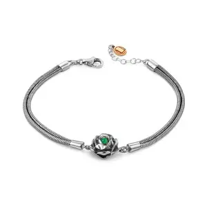 UNALOE Blackstar Bracelet In Sterling Silver With Sapphire - Silver/green