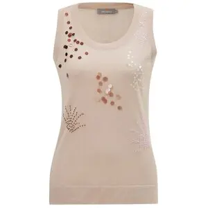 PERALUNA Sequin Embroidered Sleeveless Knitted Blouse