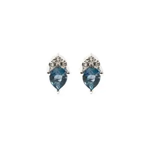 NASI SILVER Pear Atarah Stud Earrings - Blue/white