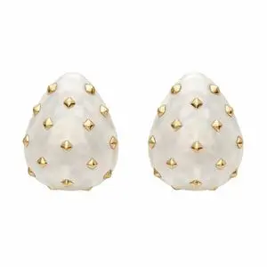MICHAEL NASH JEWELRY Maristella Mother Of Pearl Studded Hoop Earrings - White