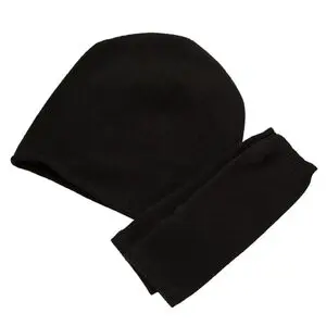COVE Cashmere Beanie & Wrist Warmer Set - Black