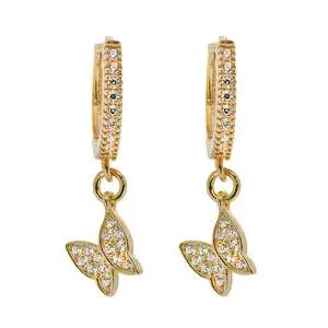 EBRU JEWELRY Freedom Butterfly Vermeil & Diamond Earrings Gold