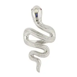 ARTISAN Serpent Diamond, Sapphire & Ruby Ring In 14k White Gold - White/blue/red