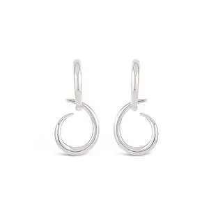 DINNY HALL Toro Drop Hoop Earrings - Silver