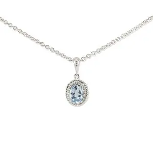 VINTOUCH ITALY Sky Blue Topaz And Zirconia Pendant Necklace - Blue/silver