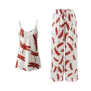 JANARA JONES Dragonfly Print Satin Camilla Set - Red
