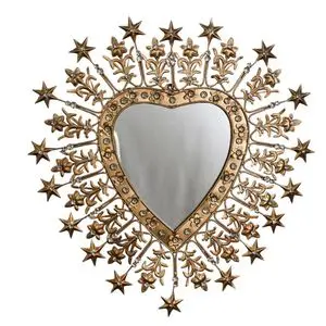 LILA RASA Heart Shaped Jewelled Wall Mirror - Gold