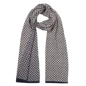 MOHAIR&ANGORA Blue / White Hittite Scarf Navy - Blue/white