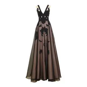 ALINA CERNATESCU Silk Midi Dress With Handcrafted Embroidery - Black