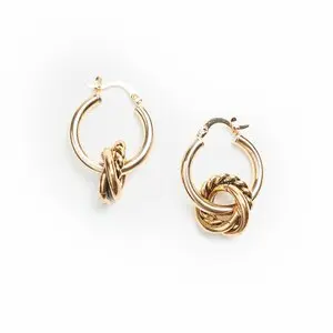Lovard Twisted Rope Charm Hoop Earrings - Gold