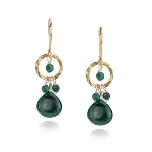 MOUNIR LONDON Malachite And Gold Drop Earrings - Green