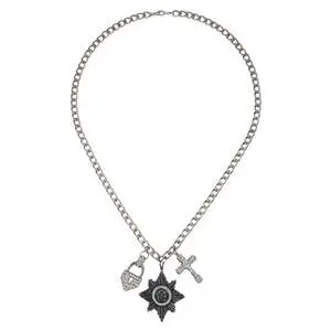 CARAMEL VINTAGE JEWELLERY Plated Crystal Charm Necklace - Silver