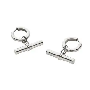 BERMUDA WATCH COMPANY Maivelle Madison T-bar Huggie Hoop Earrings - Silver