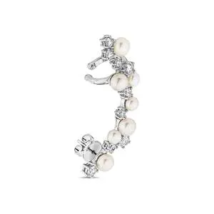 SALLY SKOUFIS Silver Eclipse Ear Crawler With Pearls - Silver/white
