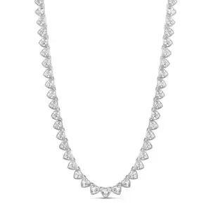 SHYMI Bezel Set Heart Tennis Necklace - Silver