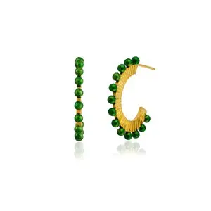 MILOU JEWELRY Oval Hoop Earrings - Green