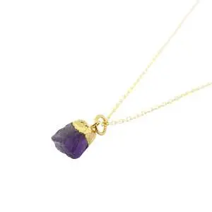 HARFI Raw Amethyst Gold Plated Necklace - Gold/yellow
