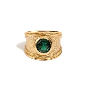 EBRU JEWELRY Emerald Gold Statement Ring - Gold/green