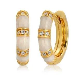 LEEADA JEWELRY Huggies With Cubic Zirconia - Pink
