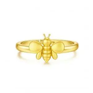 UNALOE Sterling Silver Plated Bee Adjustable Ring - Gold