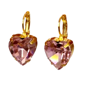 LAURA GRAY Crystal Heart Stud Earrings - Pink