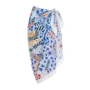 JESSIE ZHAO NEW YORK Blue / White Beach Sarong Wrap Blue Garden - Blue/white